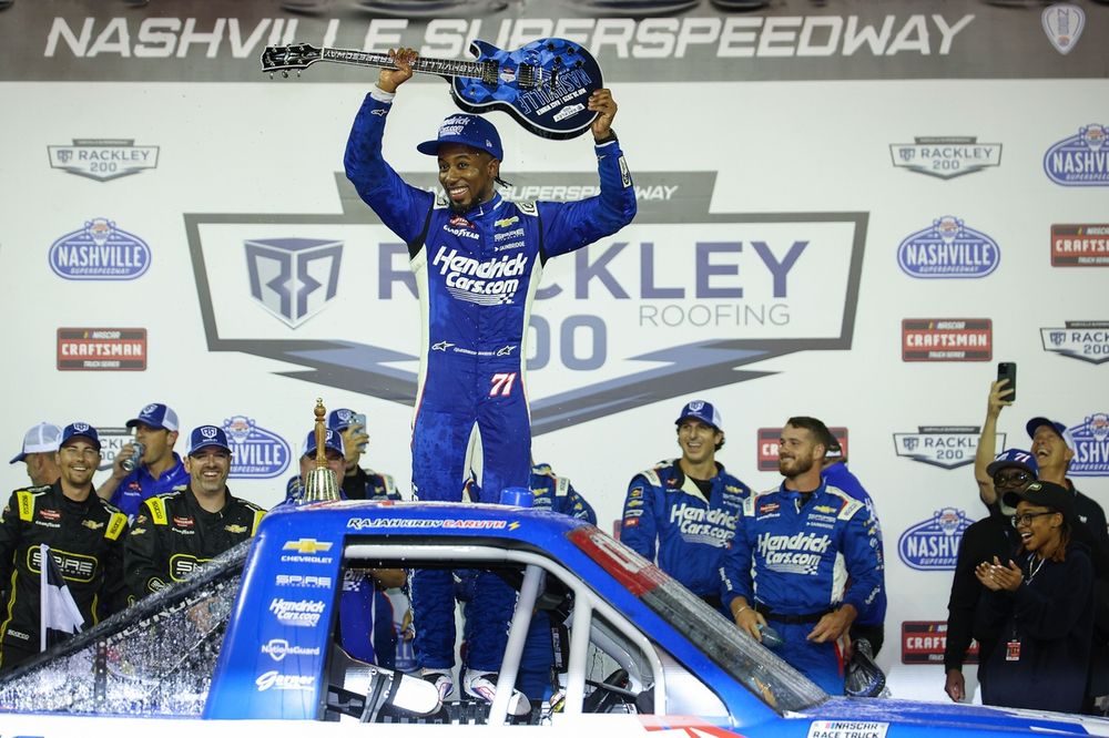 Rajah Caruth wins NASCAR Truck race at Nashville in tense finish