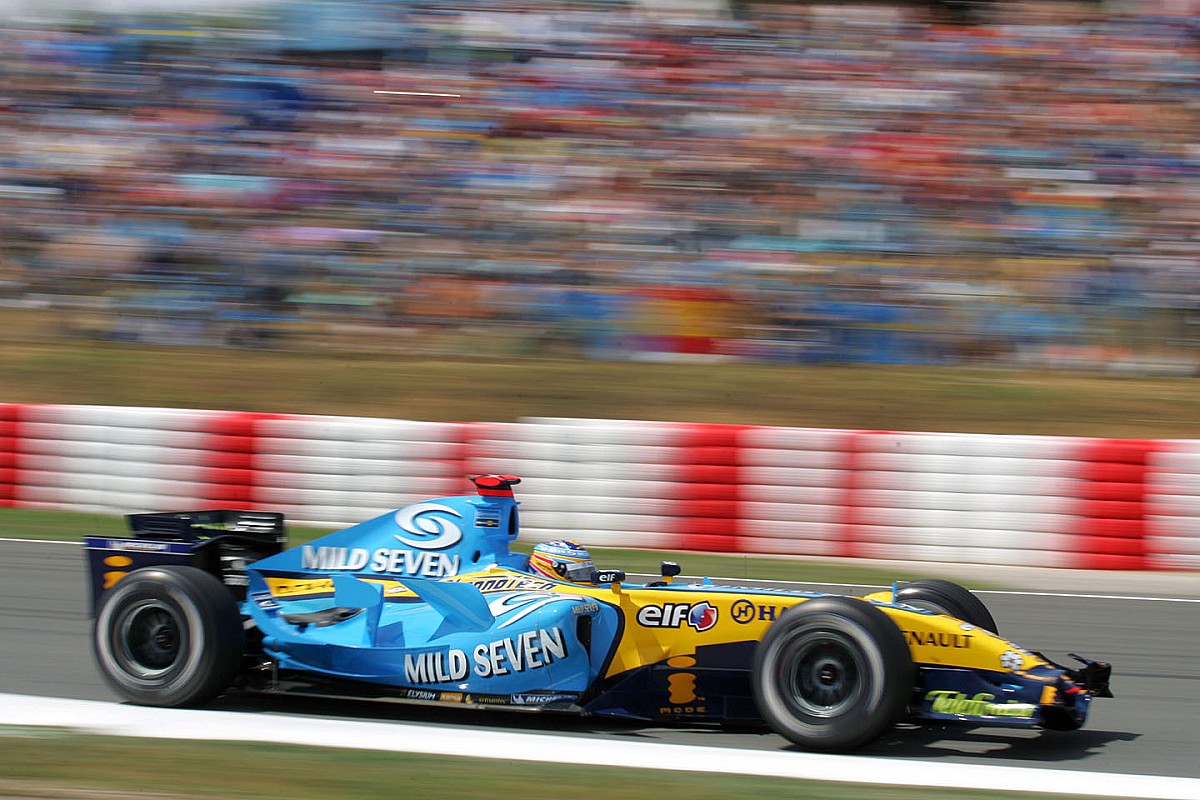 La historia del color azul y amarillo del Renault de Alonso