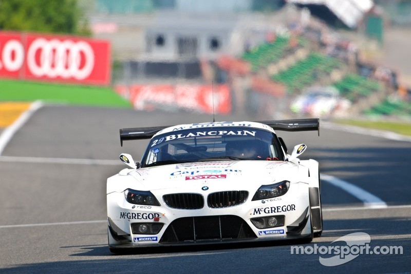 Seven BMW Z4 GT3s line up at the Spa-Francorchamps 24 Hours.