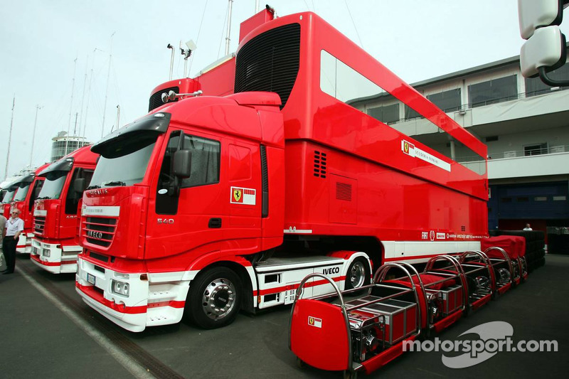 Scuderia Ferrari transporters at European GP