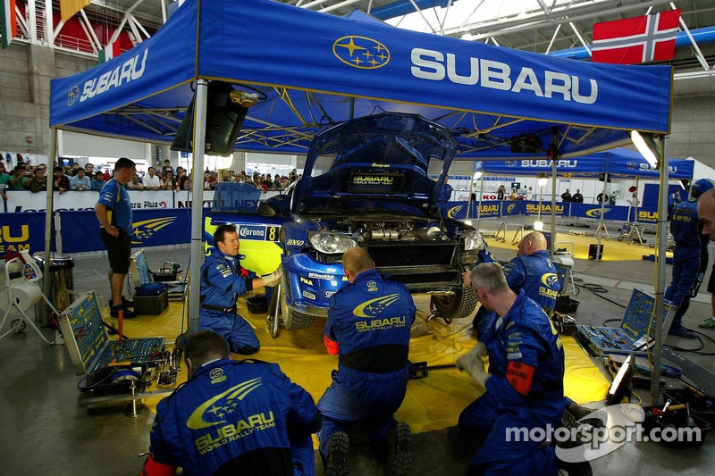 Subaru World Rally Team service area at Rally Mexico